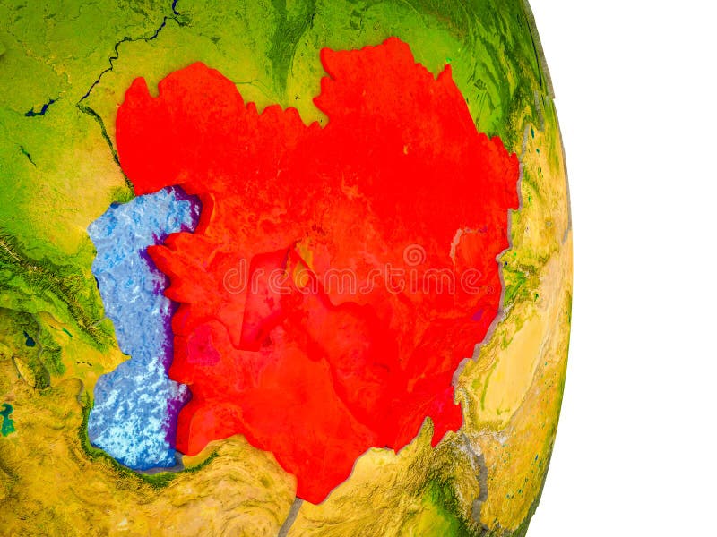 Map of Central Asia on 3D Earth Stock Illustration - Illustration of ...