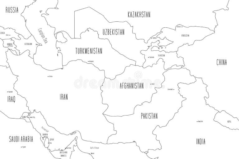 Map of Central Asia. Handdrawn Doodle Style Stock Vector - Illustration ...