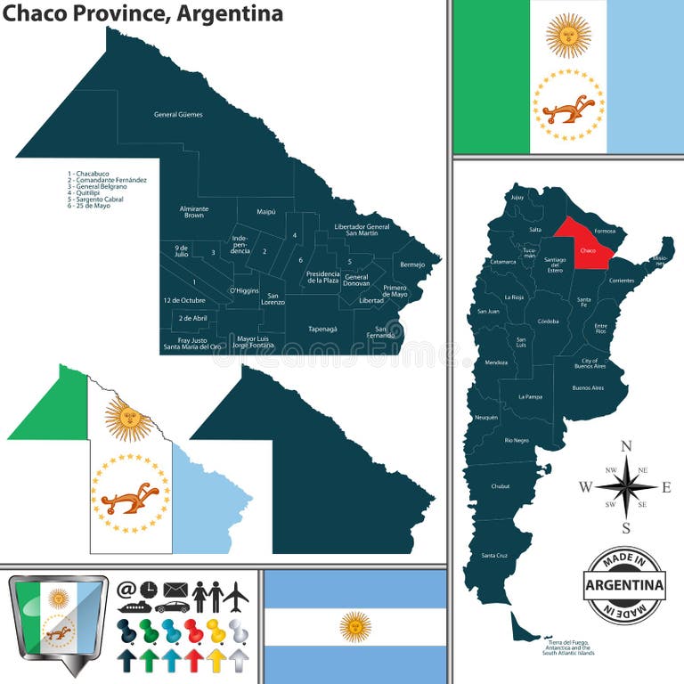 Map of Chaco Province, Argentina Stock Vector - Illustration of region ...