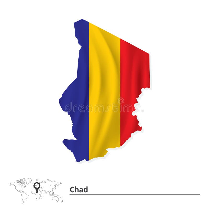 Map of Chad with flag stock vector. Illustration of state - 125149002
