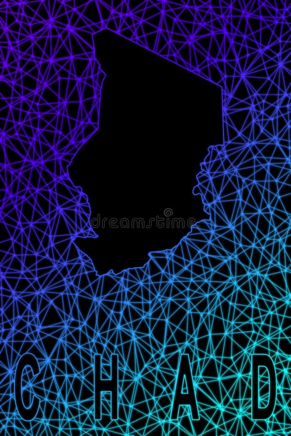 Map of Chad, Polygonal Mesh Line Map Stock Illustration - Illustration ...