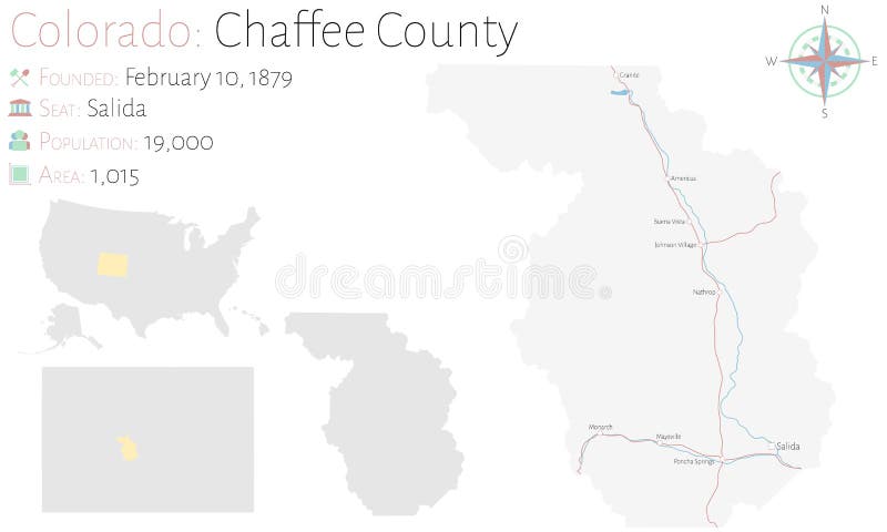 Map of Chaffee County in Colorado Stock Vector - Illustration of play ...