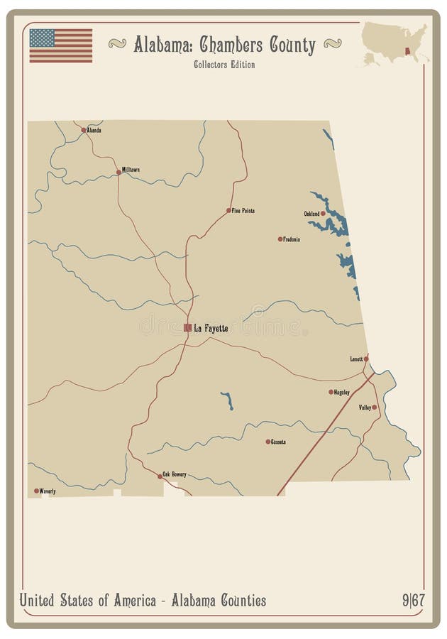 Map of Chambers County in Alabama Stock Vector - Illustration of nation ...