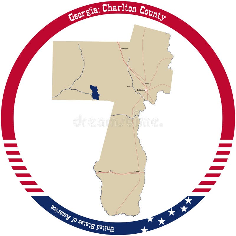 Map of Charlton County in Georgia, USA Stock Illustration ...