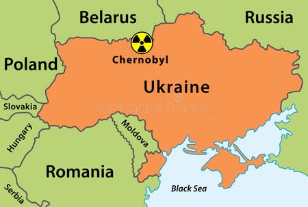 Map of Chernobyl disaster stock illustration. Illustration of danger ...