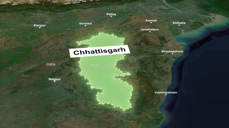 Map of Chhattisgarh Along with Zooming and Rotation. Stock Footage ...