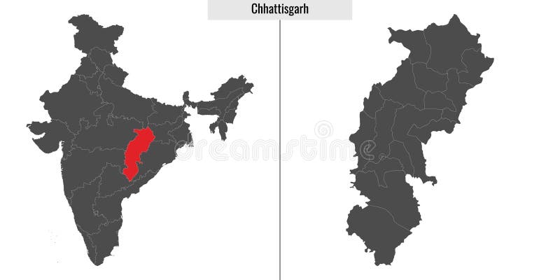 Map of Chhattisgarh State of India Stock Illustration - Illustration of ...