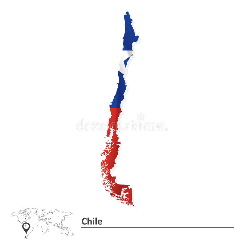 Map of Chile with flag stock vector. Illustration of graphic - 125149005
