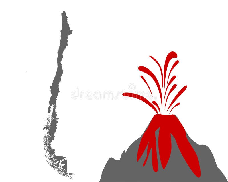 Map of Chile with volcano stock vector. Illustration of blaze - 158042454