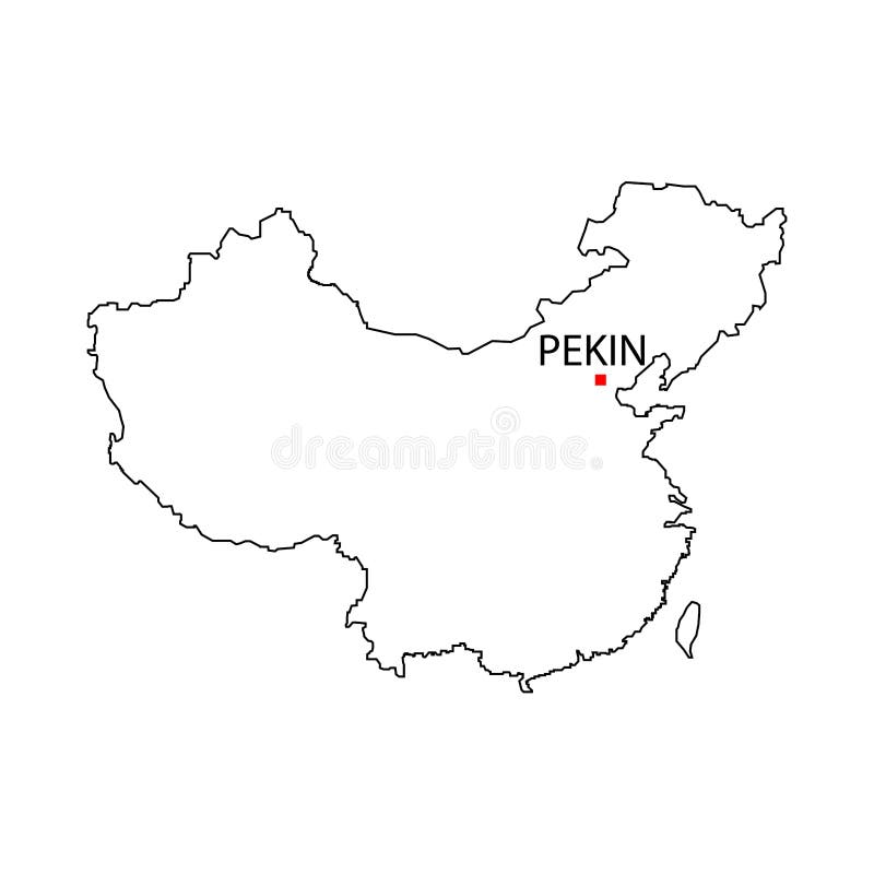 Map of China and the Capital of Pekin Sign. on White Background Eps Ten ...