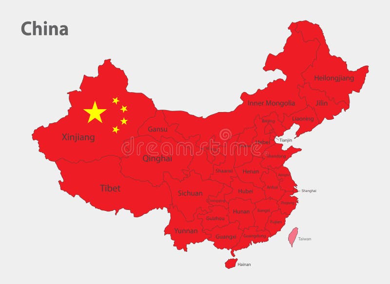 Map of the China in the Colors of the Flag with Administrative ...