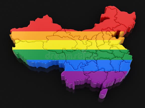 Map of China with LGBT Flag Stock Illustration - Illustration of ...