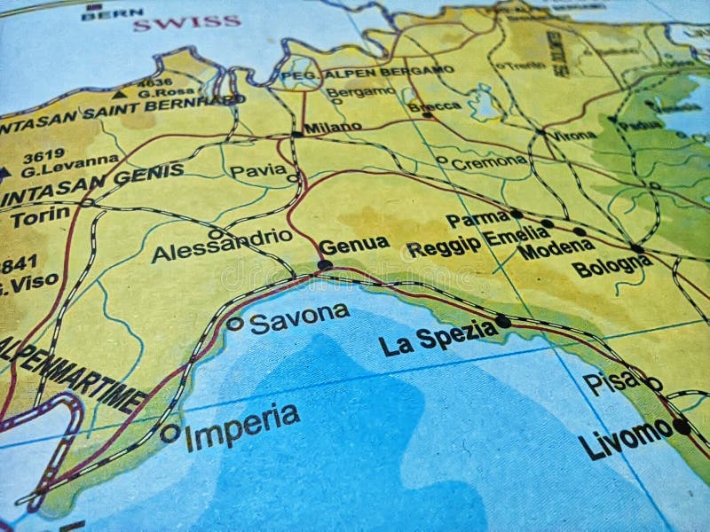 La Spezia on map, italy. stock photo. Image of italian - 352325946