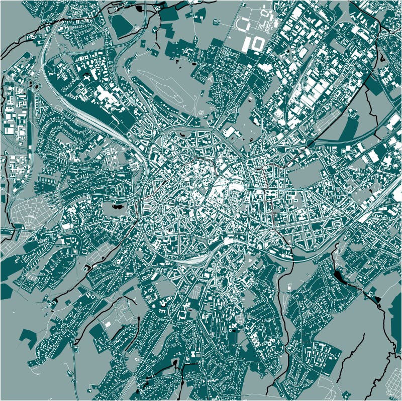 Map of the City of Aachen, Germany Stock Vector - Illustration of ...