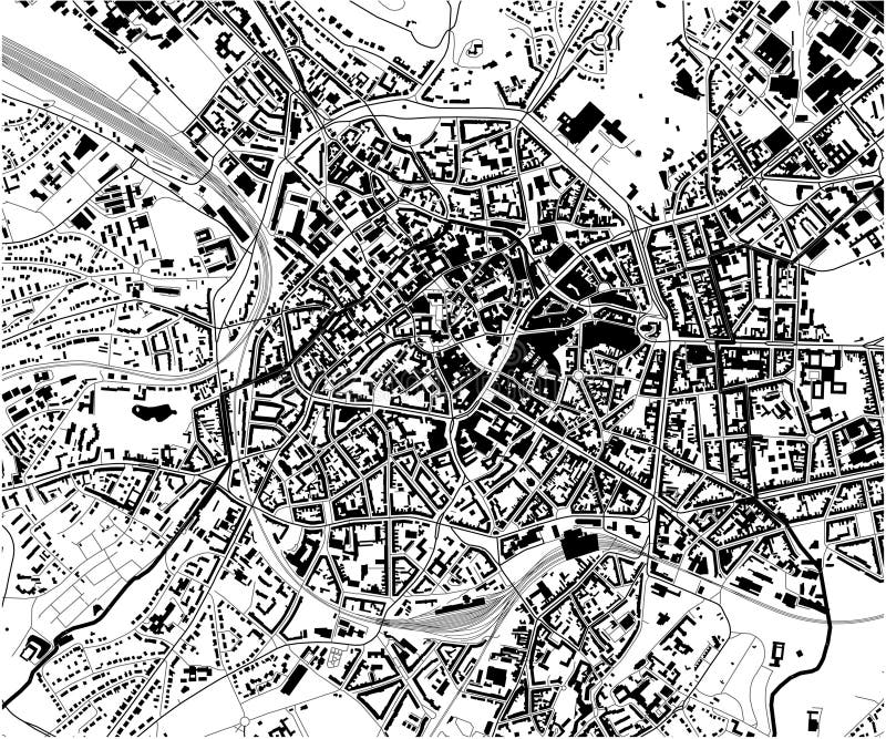 Map of the City of Aachen, Germany Stock Illustration - Illustration of ...