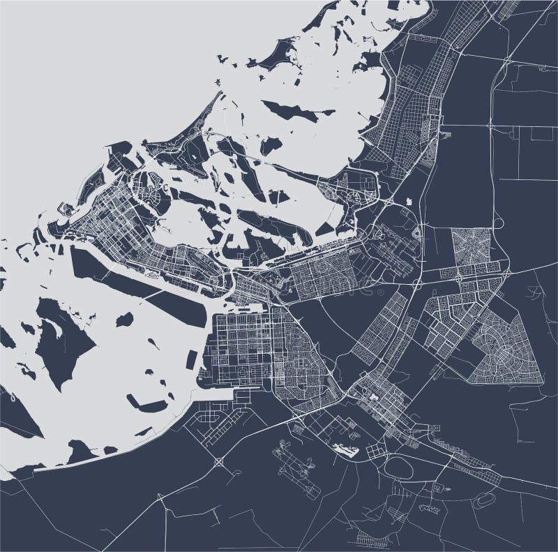 Map of the City of Abu Dhabi, United Arab Emirates UAE Stock Vector ...