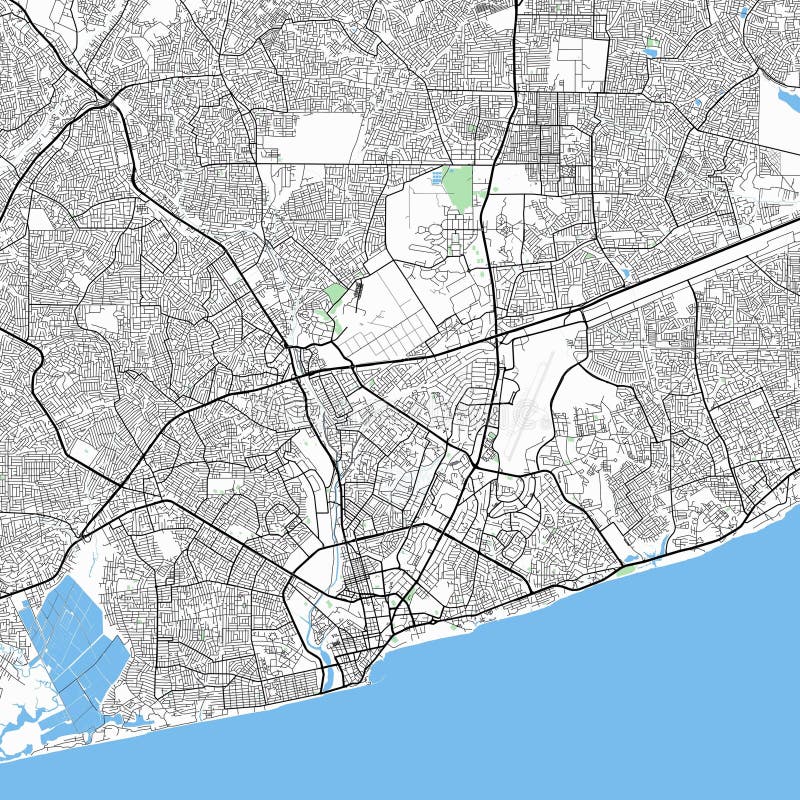 Map of the city of Accra. stock illustration. Illustration of wind ...