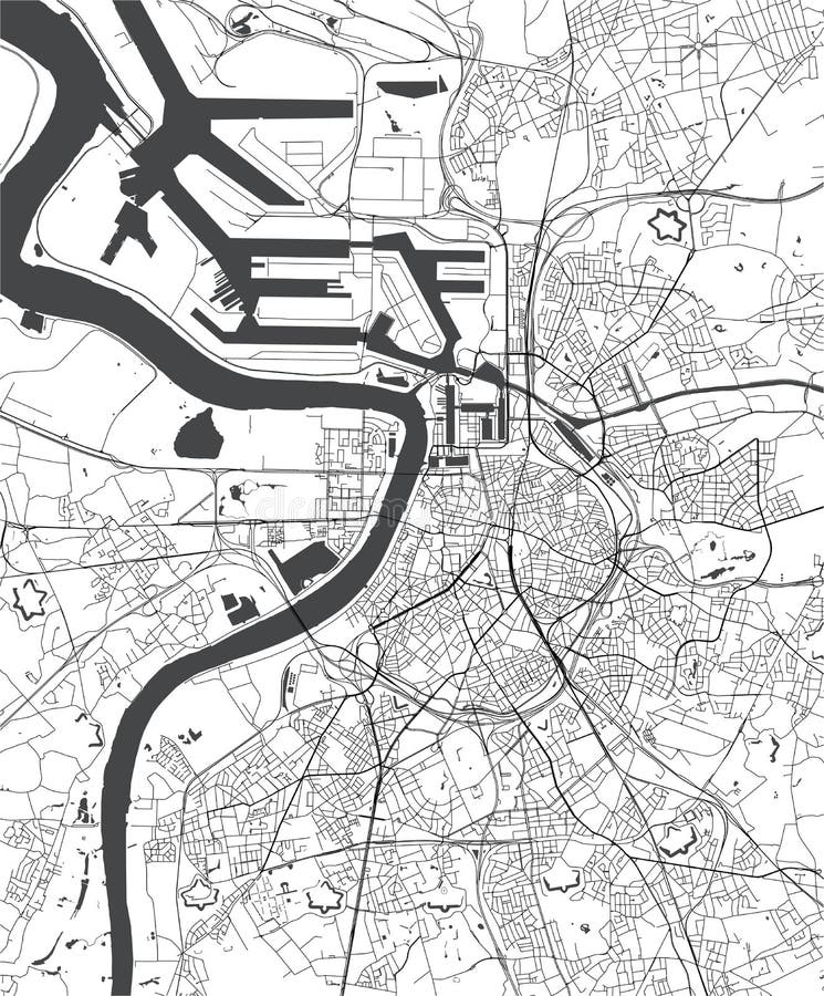 Map of the City of Antwerp, Belgium Stock Illustration - Illustration ...