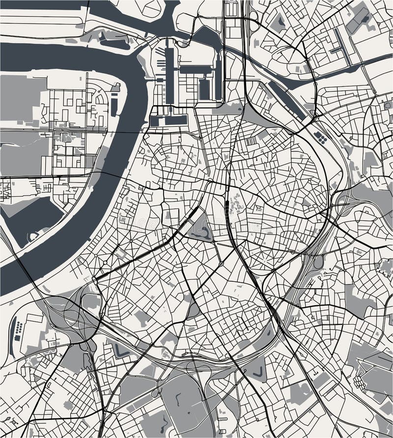 Map of the City of Antwerp, Belgium Stock Illustration - Illustration ...