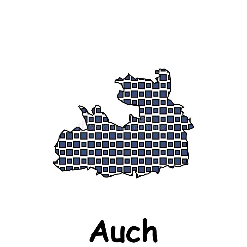 Map City of Auch, Geometric Logo with Digital Technology, Illustration ...