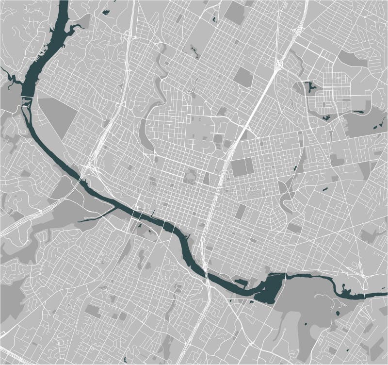 Map of the City of Austin, Texas, USA Stock Illustration - Illustration ...