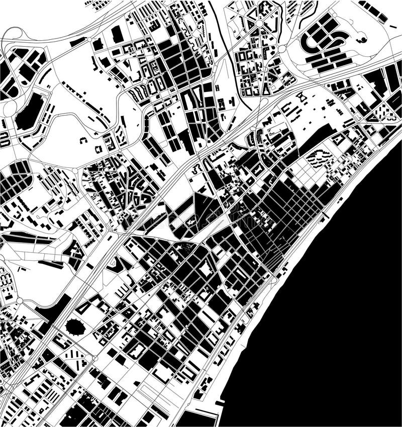 Map of the City of Badalona, Spain Stock Illustration - Illustration of ...