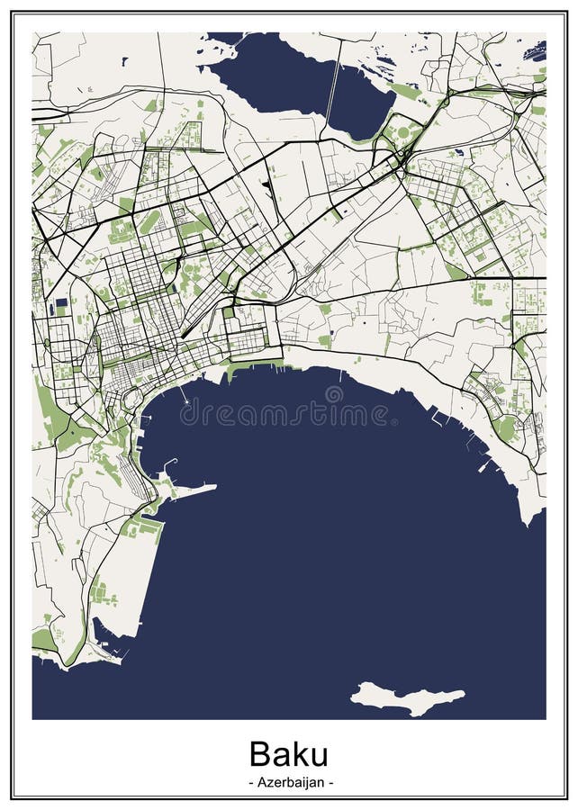 Map of the City of Baku, Azerbaijan Stock Illustration - Illustration ...