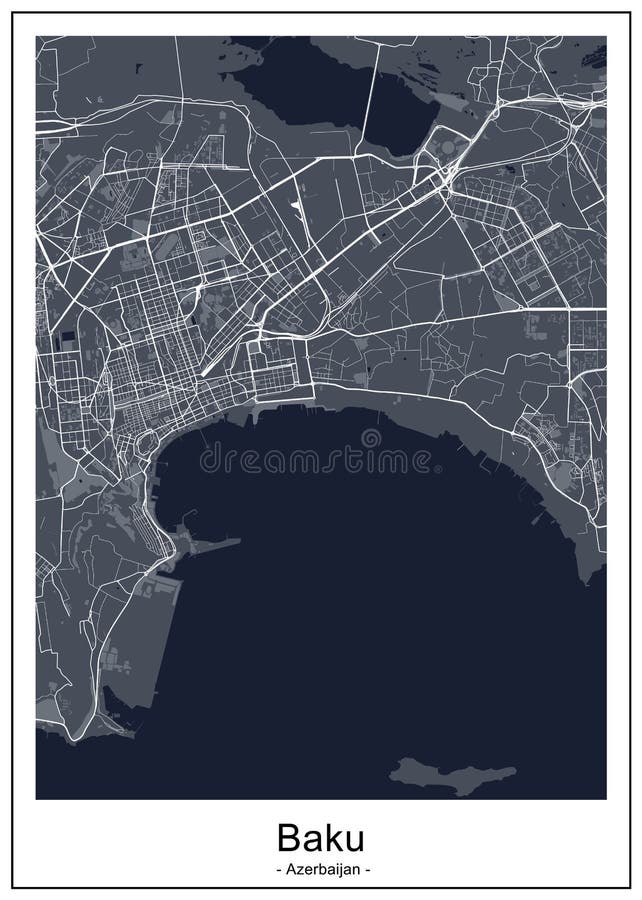 Map of the City of Baku, Azerbaijan Stock Illustration - Illustration ...