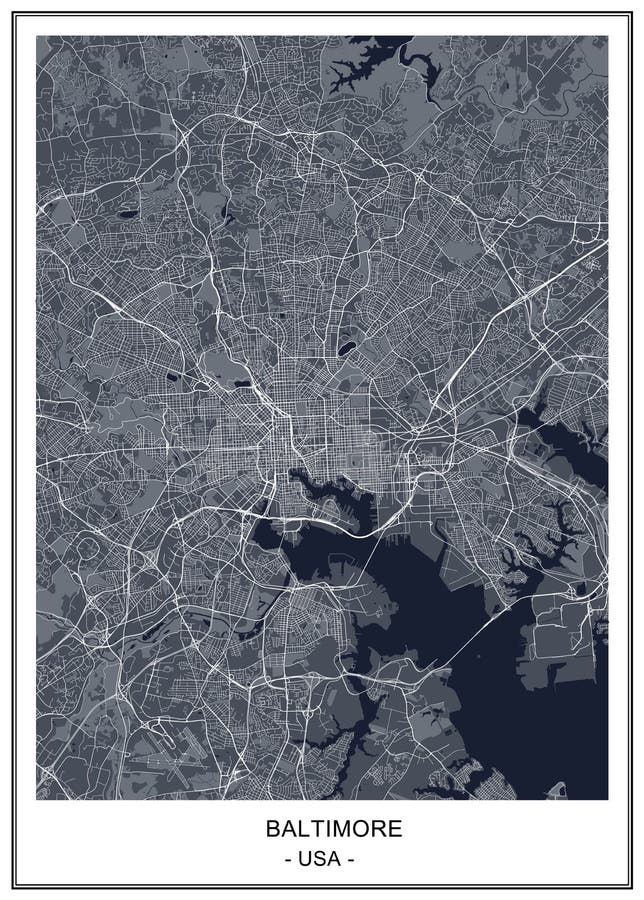 Map of the City of Baltimore, Maryland, USA Stock Illustration ...