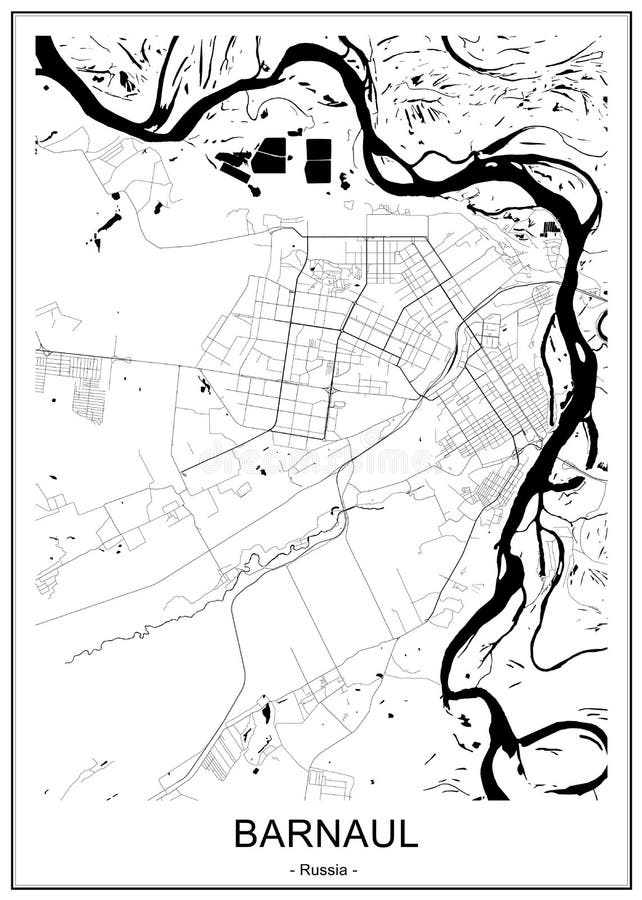Map of the City of Barnaul, Russia Stock Illustration - Illustration of ...