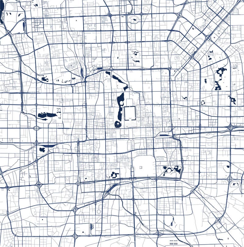 Map of the City of Beijing, China Stock Illustration - Illustration of ...