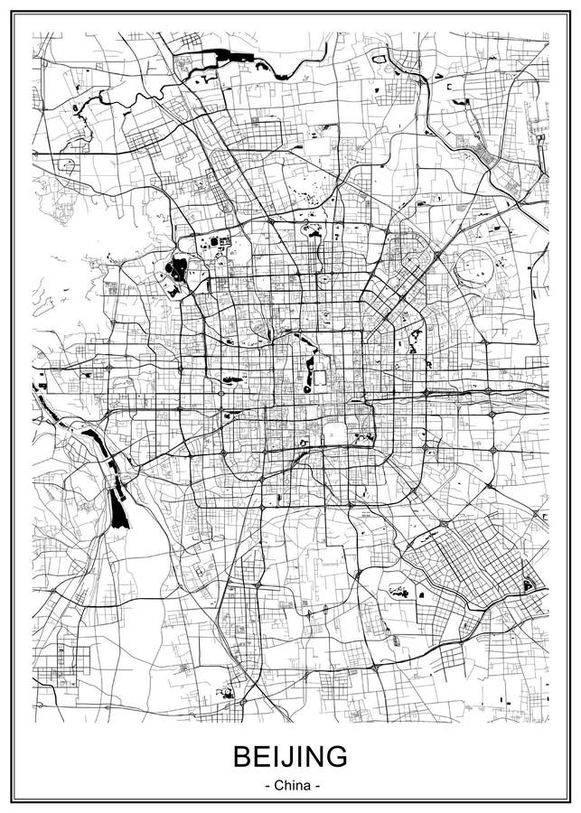 Map of the City of Beijing, China Stock Illustration - Illustration of ...