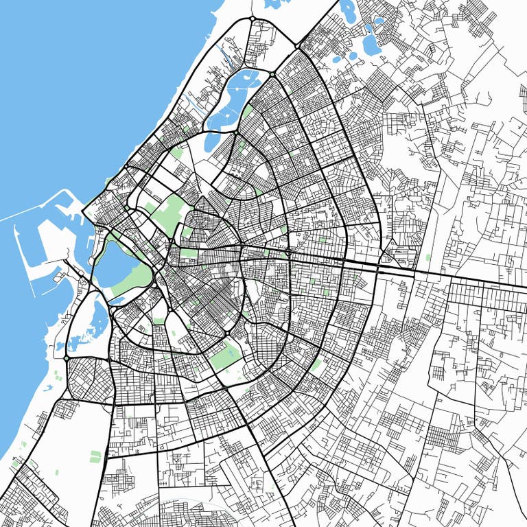 Map of the City of Benghazi. Stock Illustration - Illustration of soil ...
