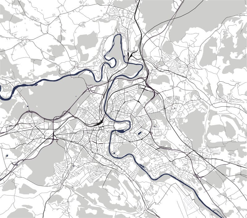 Map of the City of Bern, Switzerland Stock Illustration - Illustration ...