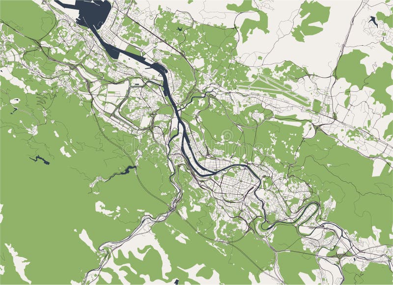 Map of the City of Bilbao, Spain Stock Illustration - Illustration of ...