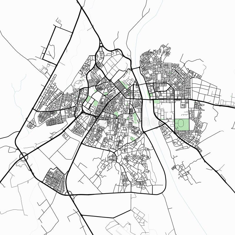 Map of the city of Biskra. stock illustration. Illustration of sketch ...
