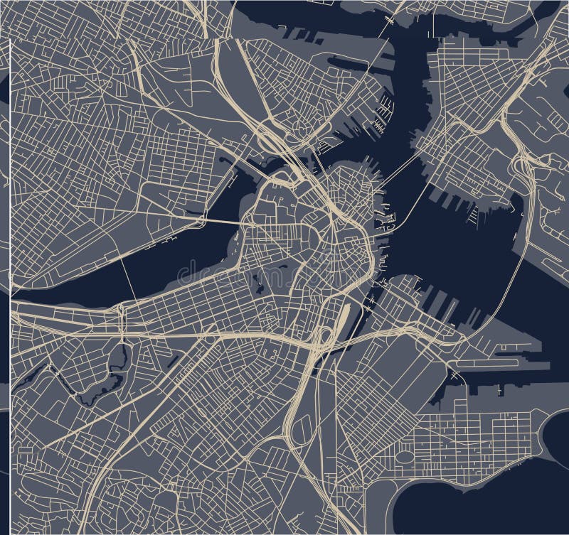 Map of the City of Boston, USA Stock Photo - Image of everett, downtown ...