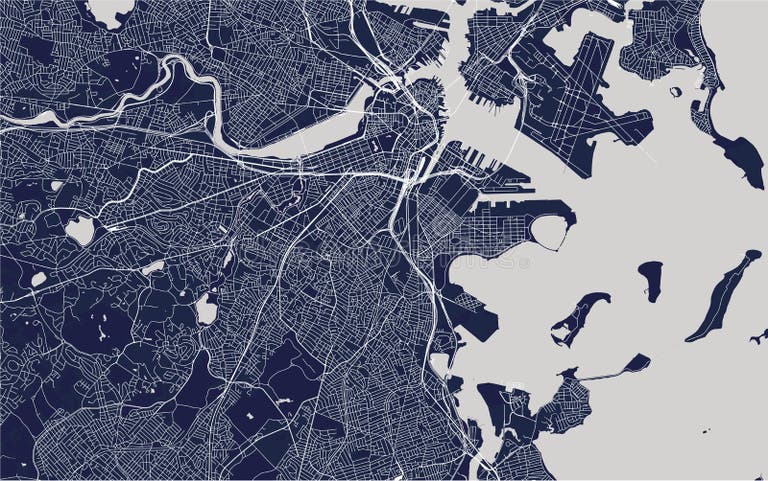 Map of the City of Boston, USA Stock Illustration - Illustration of ...
