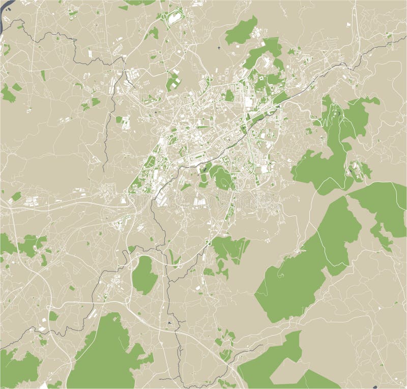 Map of the City of Braga, Portugal Stock Vector - Illustration of ...