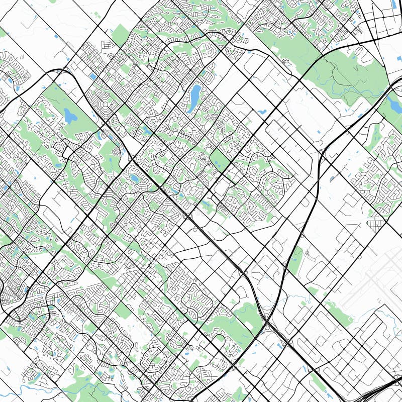 Map of the City of Brampton. Stock Illustration - Illustration of line ...