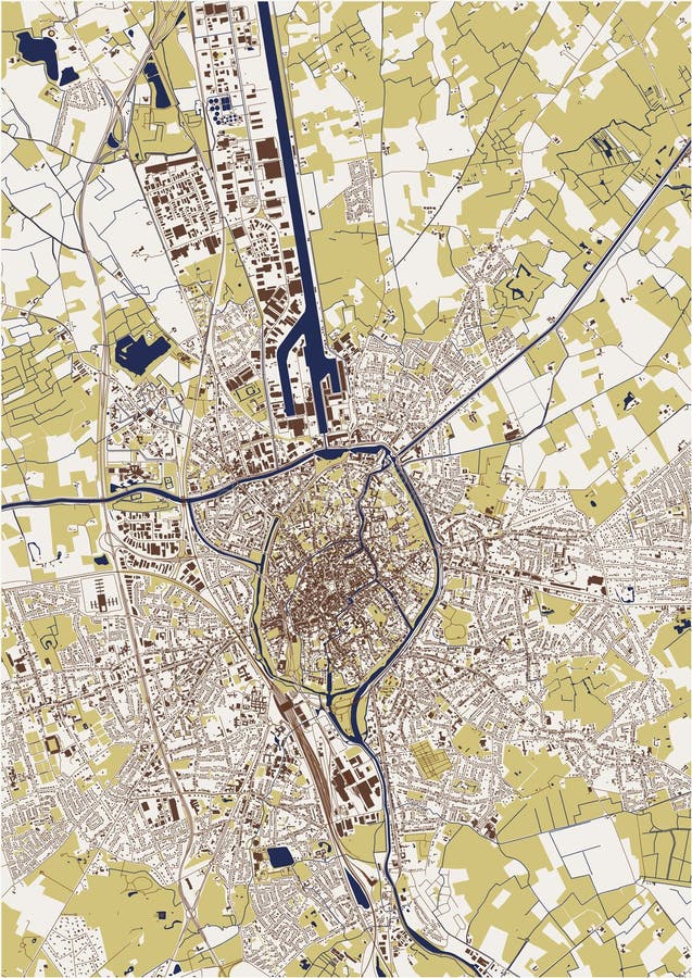 Map of the City of Bruges, Belgium Stock Vector - Illustration of scale ...