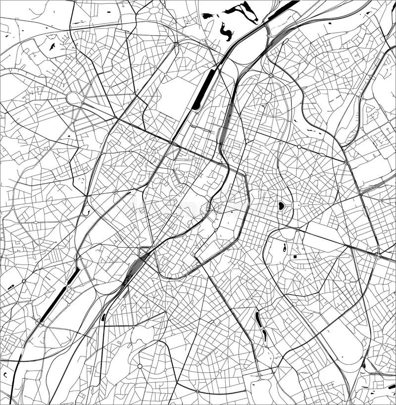 Map of the City of Brussels, Belgium Stock Illustration - Illustration ...
