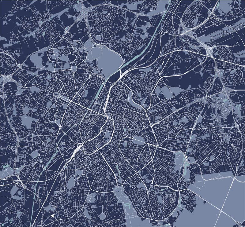 Map of the City of Brussels, Belgium Stock Illustration - Illustration ...