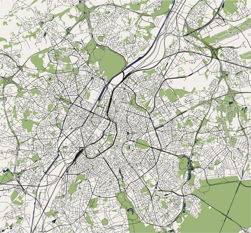 Map of the City of Brussels, Belgium Stock Vector - Illustration of ...