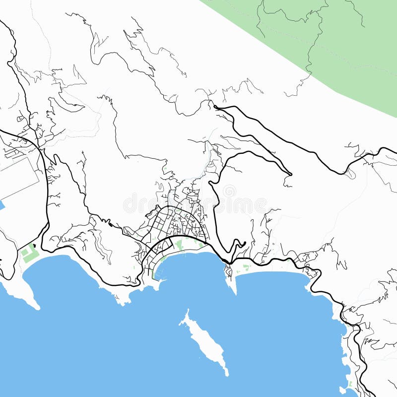 Map of the city of Budva. stock illustration. Illustration of wind ...