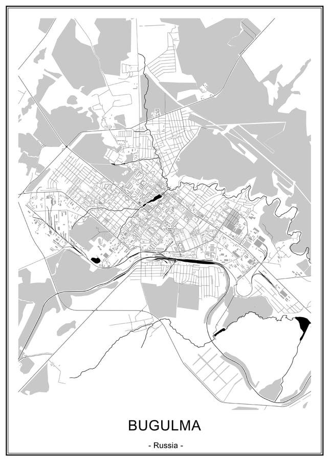 Map of the City of Bugulma, Russia Stock Vector - Illustration of ...