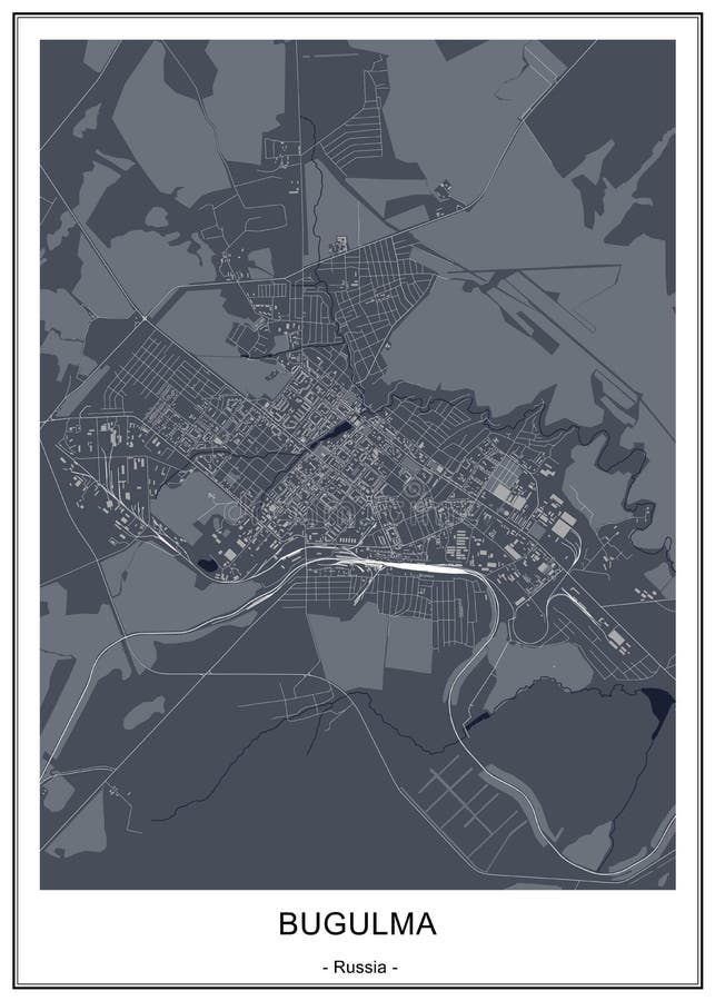 Map of the City of Bugulma, Russia Stock Illustration - Illustration of ...