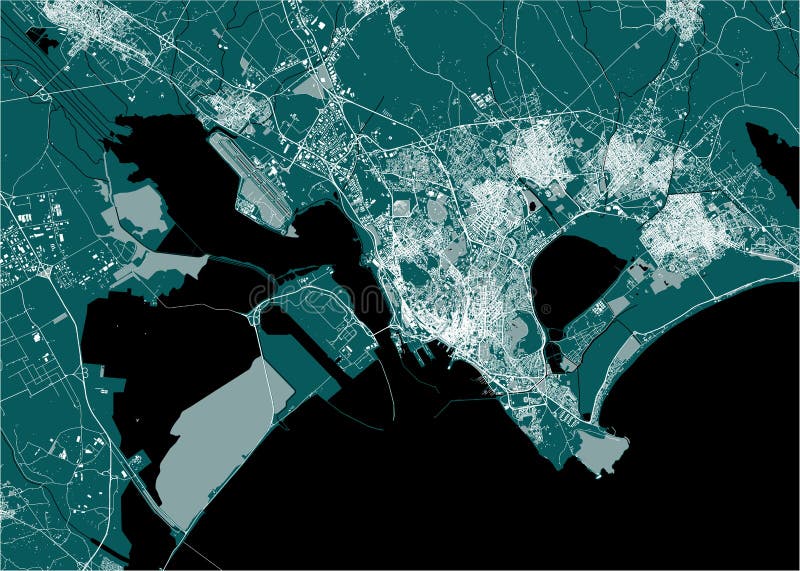 Map of the City of Cagliari, Sardinia, Italy Stock Vector ...