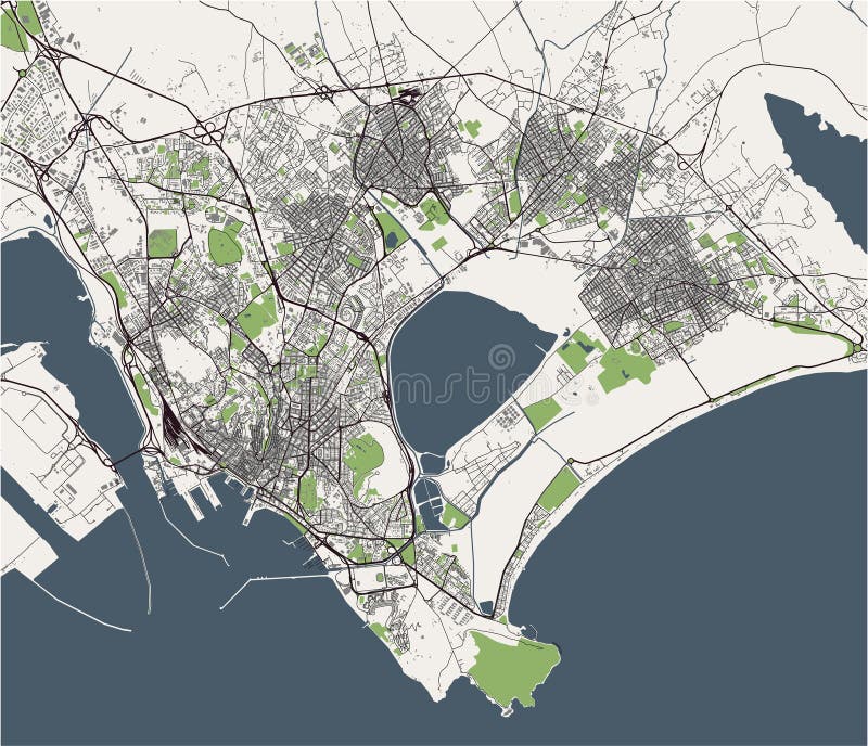 Map of the City of Cagliari, Sardinia, Italy Stock Vector ...
