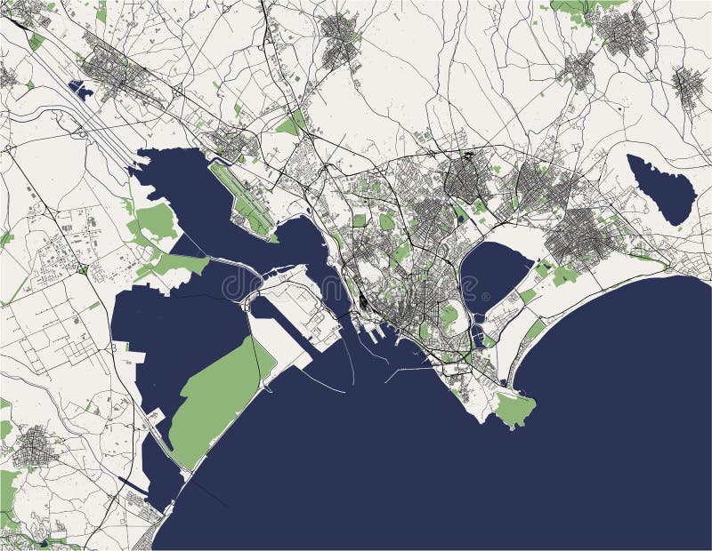 Map of the City of Cagliari, Sardinia, Italy Stock Vector ...